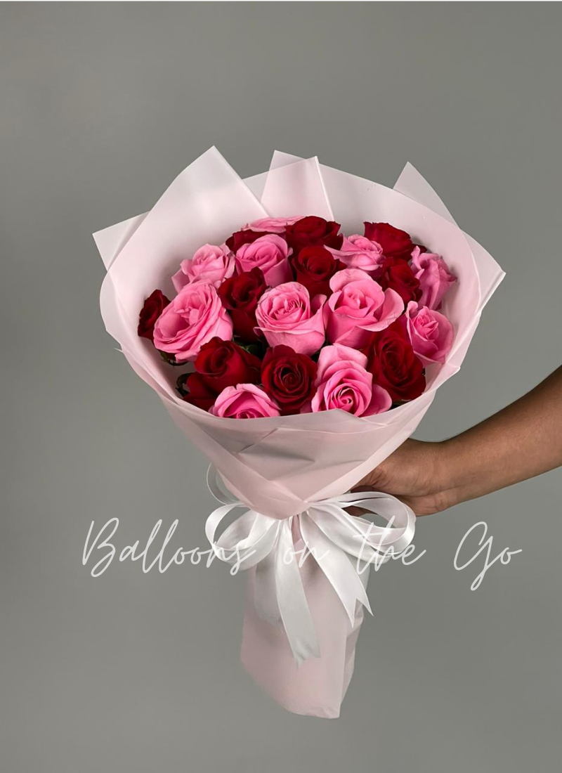Double Harmony - Mix of Red and Pink Roses – Balloons On The Go